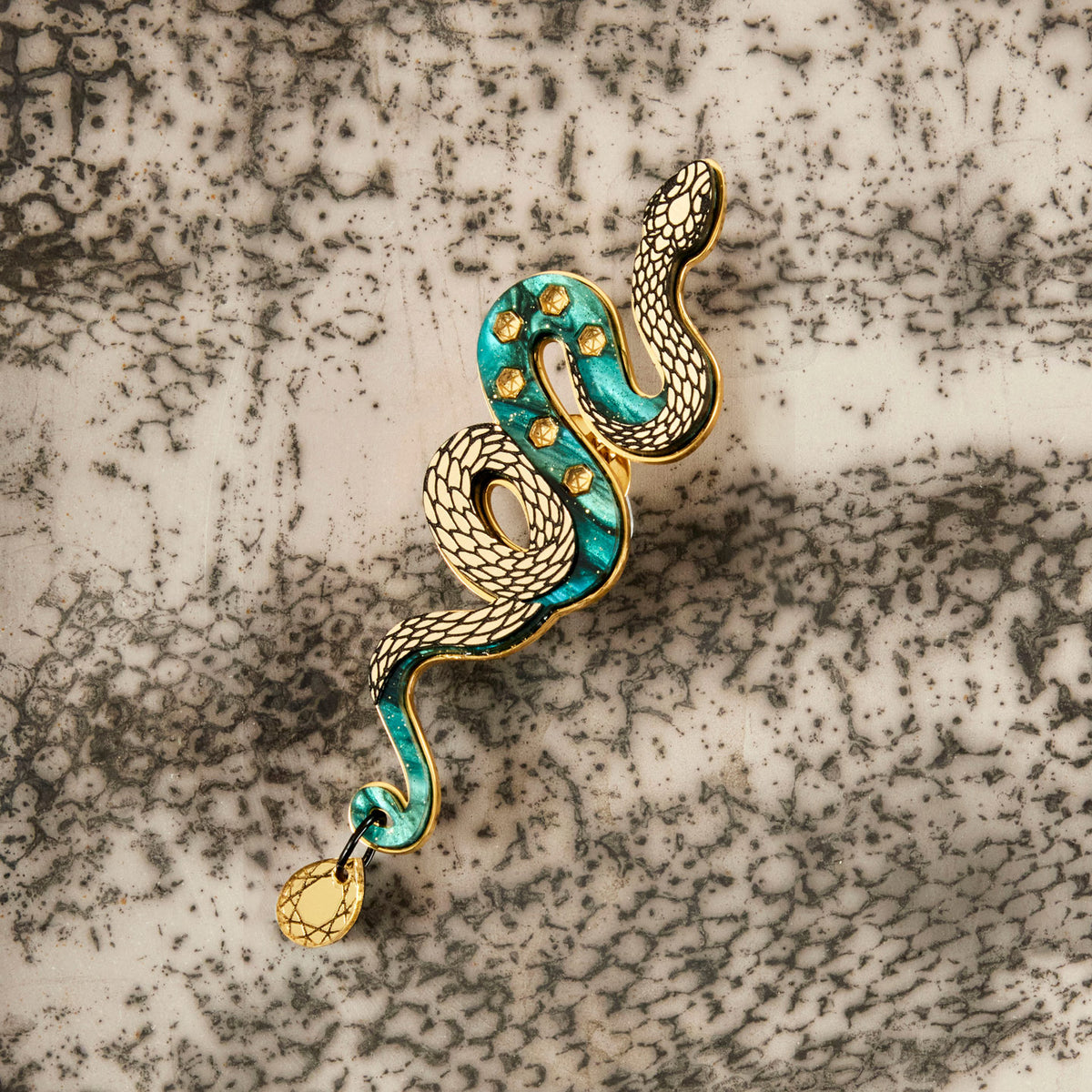 MEDUSA Snake Brooch | Teal + Gold – MAINE+MARA