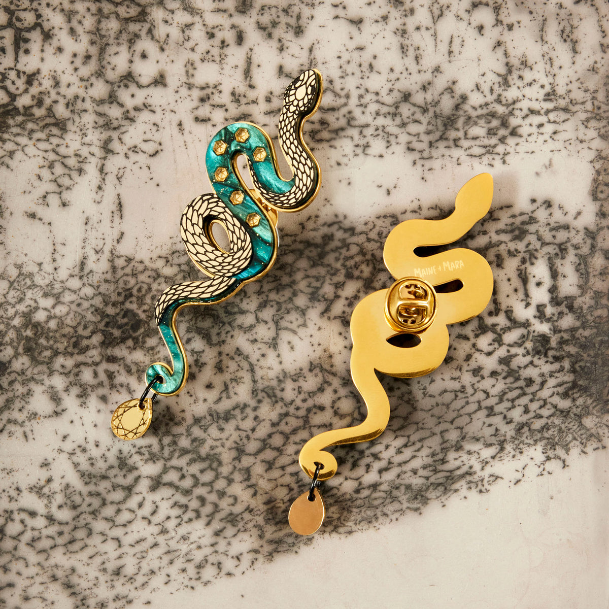MEDUSA Snake Brooch | Teal + Gold – MAINE+MARA