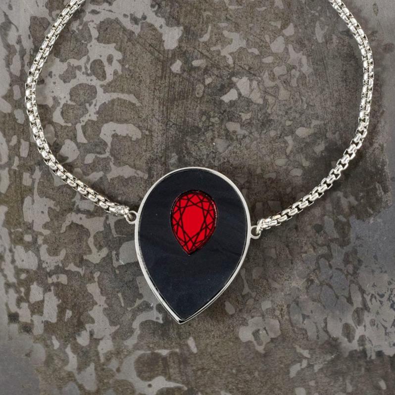 Medusa Silver Snake Necklace | Onyx Black Marble + Ruby | MAINE+MARA
